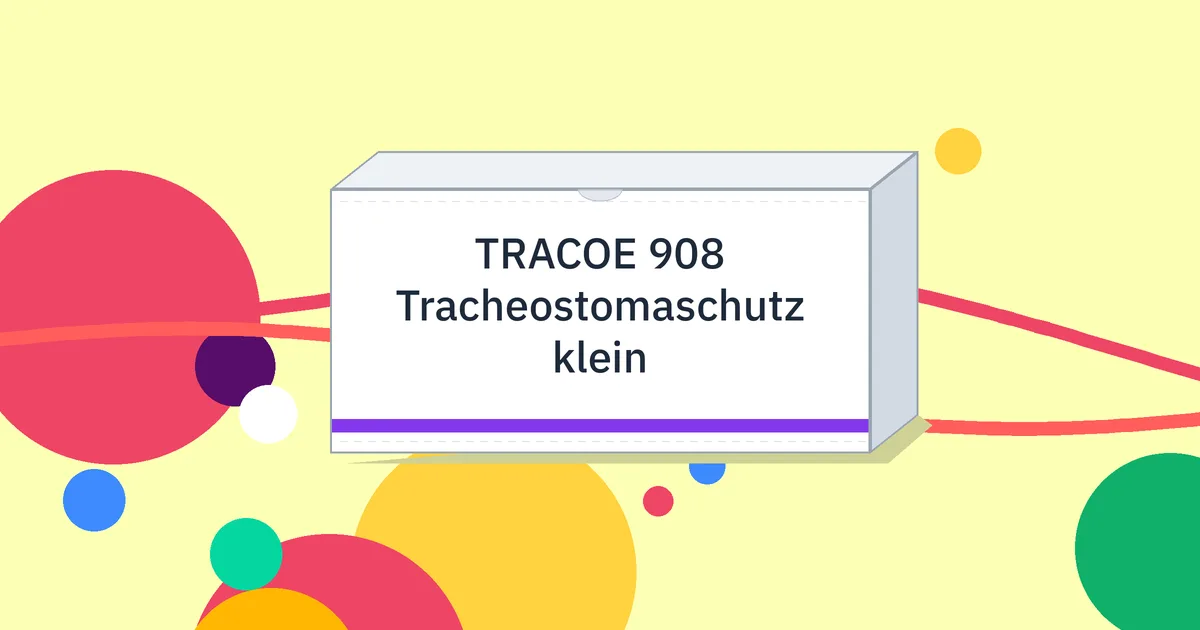 Symbolbild: Packung mit der Aufschrift TRACOE 908 Tracheostomaschutz klein (PZN 02420781) – Verfügbarkeit und Bezug in Apotheken in Frankfurt am Main