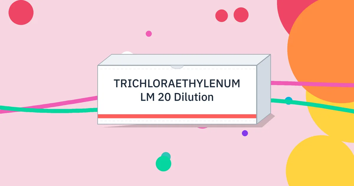 Symbolbild: Packung mit der Aufschrift TRICHLORAETHYLENUM LM 20 Dilution (PZN 13692028) – Verfügbarkeit und Bezug in Apotheken in Frankfurt am Main