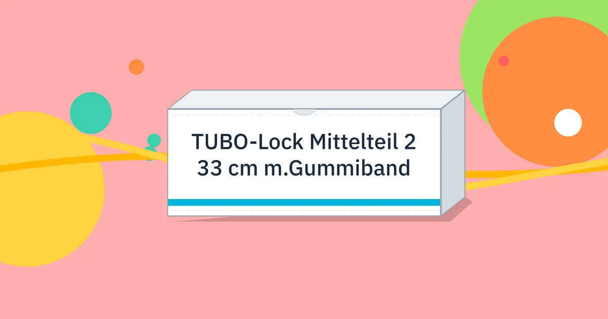 Symbolbild: Packung mit der Aufschrift TUBO-Lock Mittelteil 2 33 cm m.Gummiband (PZN 18796206) – Verfügbarkeit und Bezug in Apotheken in Frankfurt am Main