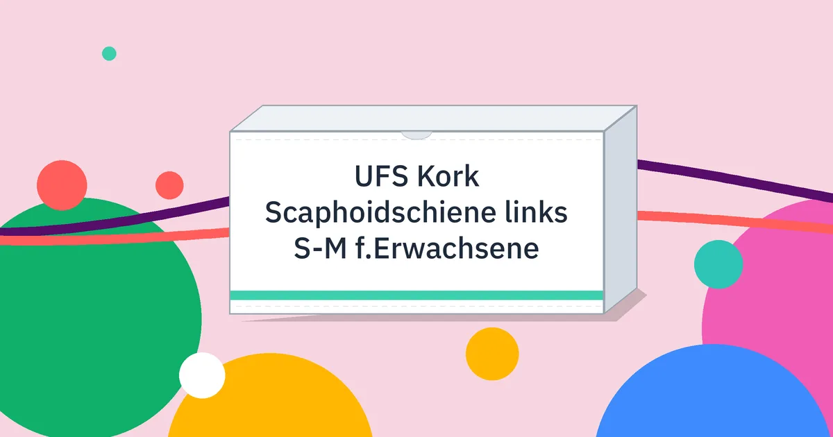 Symbolbild: Packung mit der Aufschrift UFS Kork Scaphoidschiene links S-M f.Erwachsene (PZN 04810368) – Verfügbarkeit und Bezug in Apotheken in Frankfurt am Main