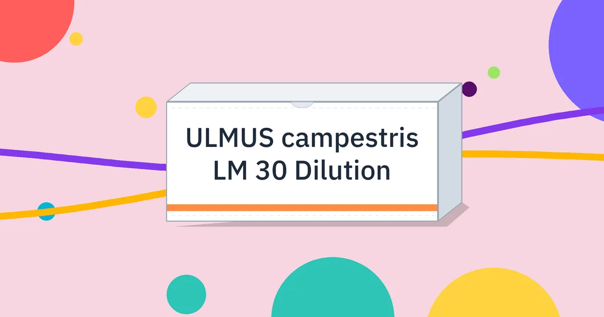 Symbolbild: Packung mit der Aufschrift ULMUS campestris LM 30 Dilution (PZN 13255546) – Verfügbarkeit und Bezug in Apotheken in Frankfurt am Main