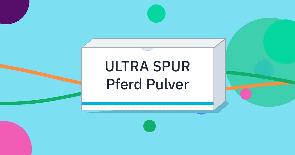 Symbolbild: Packung mit der Aufschrift ULTRA SPUR Pferd Pulver (PZN 00255384) – Verfügbarkeit und Bezug in Apotheken in Frankfurt am Main