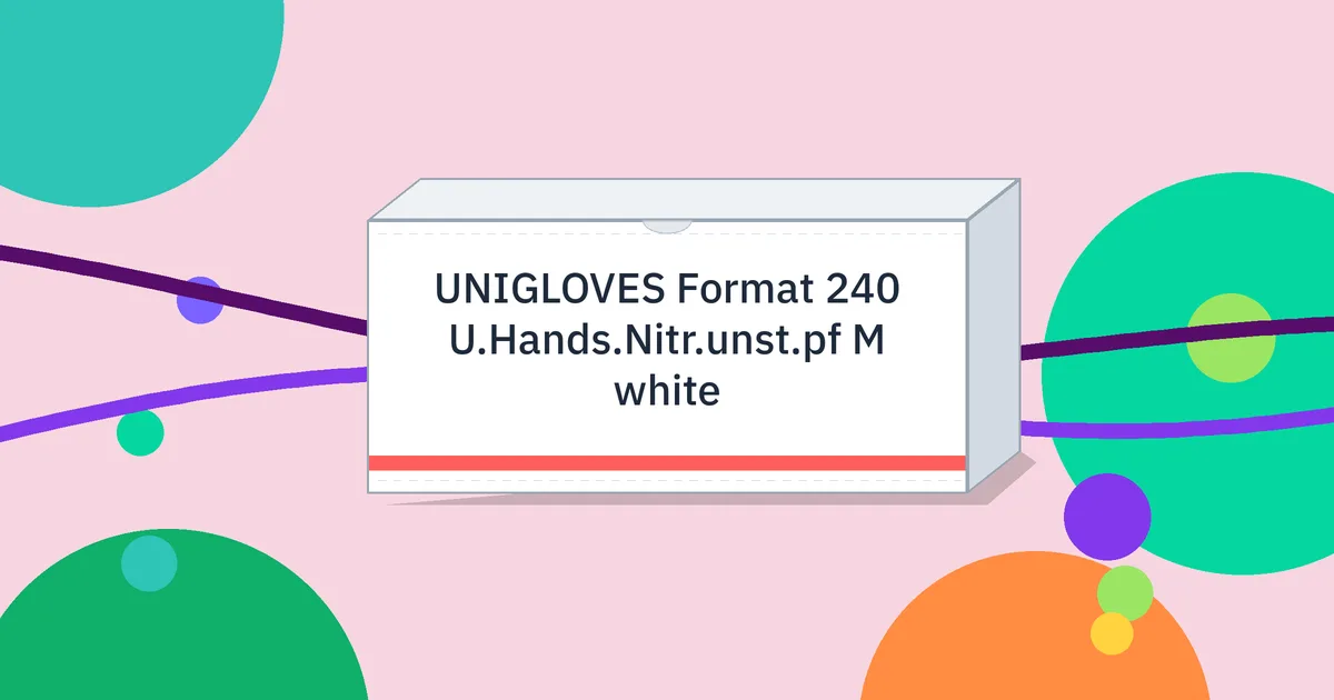 Symbolbild: Packung mit der Aufschrift UNIGLOVES Format 240 U.Hands.Nitr.unst.pf M white (PZN 18100452) – Verfügbarkeit und Bezug in Apotheken in Frankfurt am Main