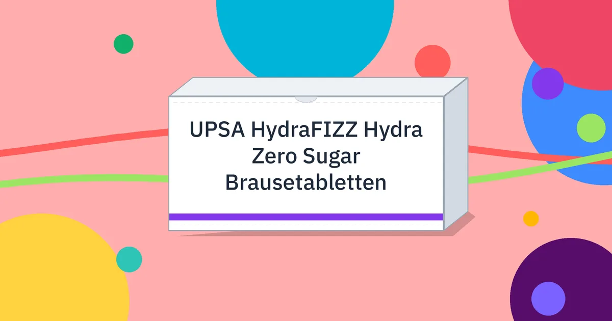 Symbolbild: Packung mit der Aufschrift UPSA HydraFIZZ Hydra Zero Sugar Brausetabletten (PZN 20379562) – Verfügbarkeit und Bezug in Apotheken in Frankfurt am Main