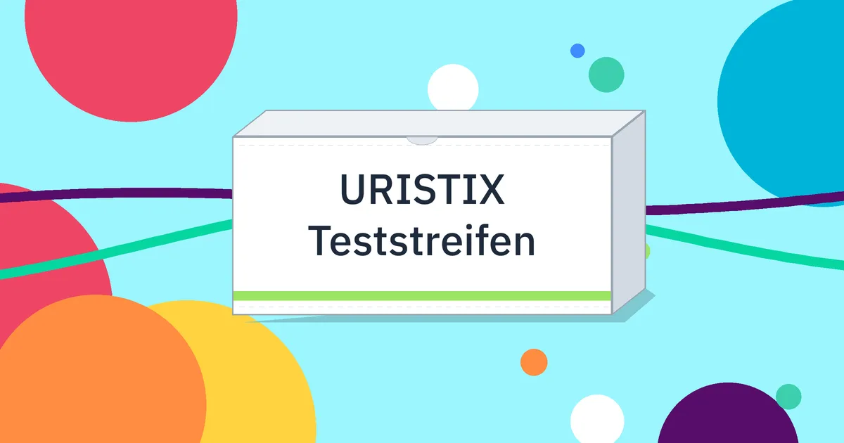 Symbolbild: Packung mit der Aufschrift URISTIX Teststreifen (PZN 17516156) – Verfügbarkeit und Bezug in Apotheken in Frankfurt am Main