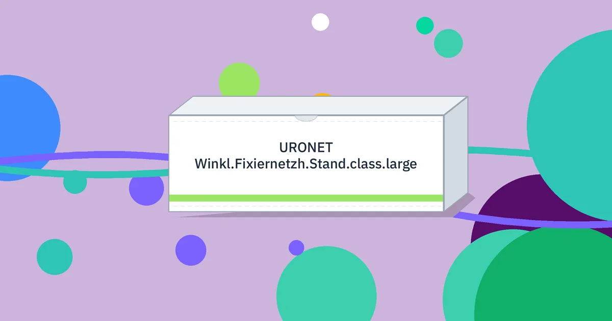 Symbolbild: Packung mit der Aufschrift URONET Winkl.Fixiernetzh.Stand.class.large (PZN 08587878) – Verfügbarkeit und Bezug in Apotheken in Frankfurt am Main