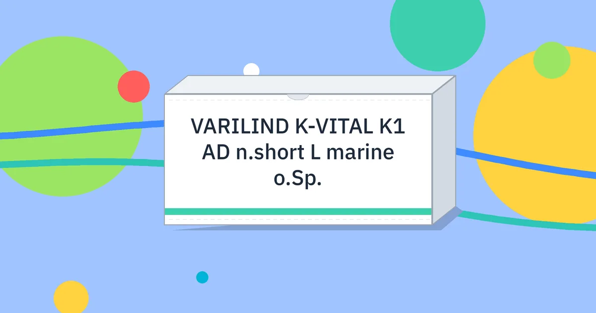 Symbolbild: Packung mit der Aufschrift VARILIND K-VITAL K1 AD n.short L marine o.Sp. (PZN 20566399) – Verfügbarkeit und Bezug in Apotheken in Frankfurt am Main