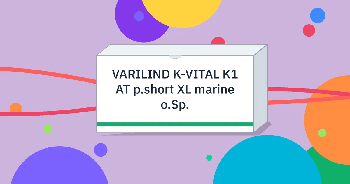 Symbolbild: Packung mit der Aufschrift VARILIND K-VITAL K1 AT p.short XL marine o.Sp. (PZN 20560244) – Verfügbarkeit und Bezug in Apotheken in Frankfurt am Main
