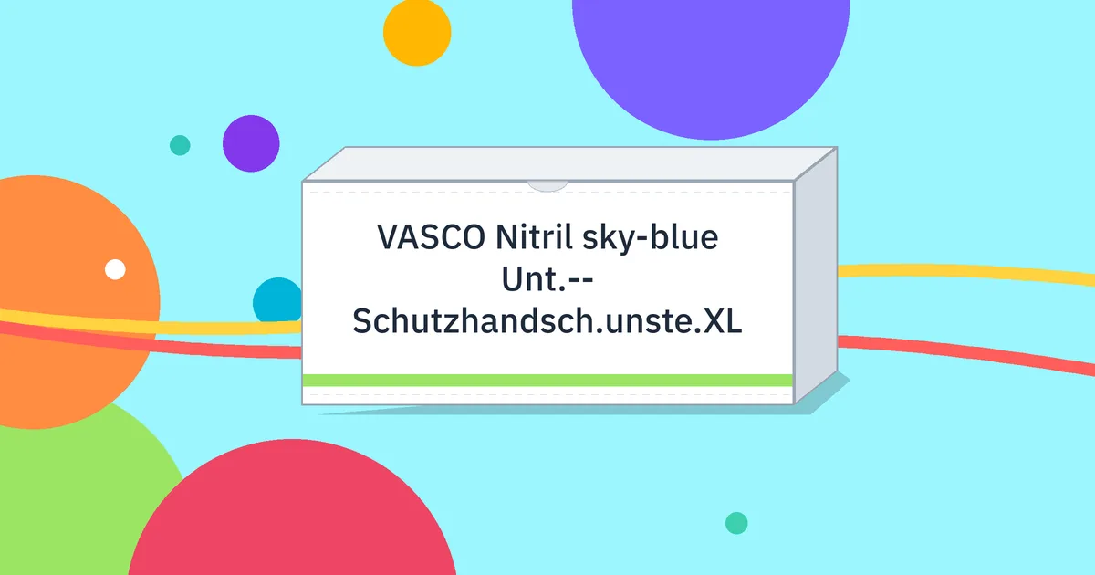 Symbolbild: Packung mit der Aufschrift VASCO Nitril sky-blue Unt.--Schutzhandsch.unste.XL (PZN 17390815) – Verfügbarkeit und Bezug in Apotheken in Frankfurt am Main