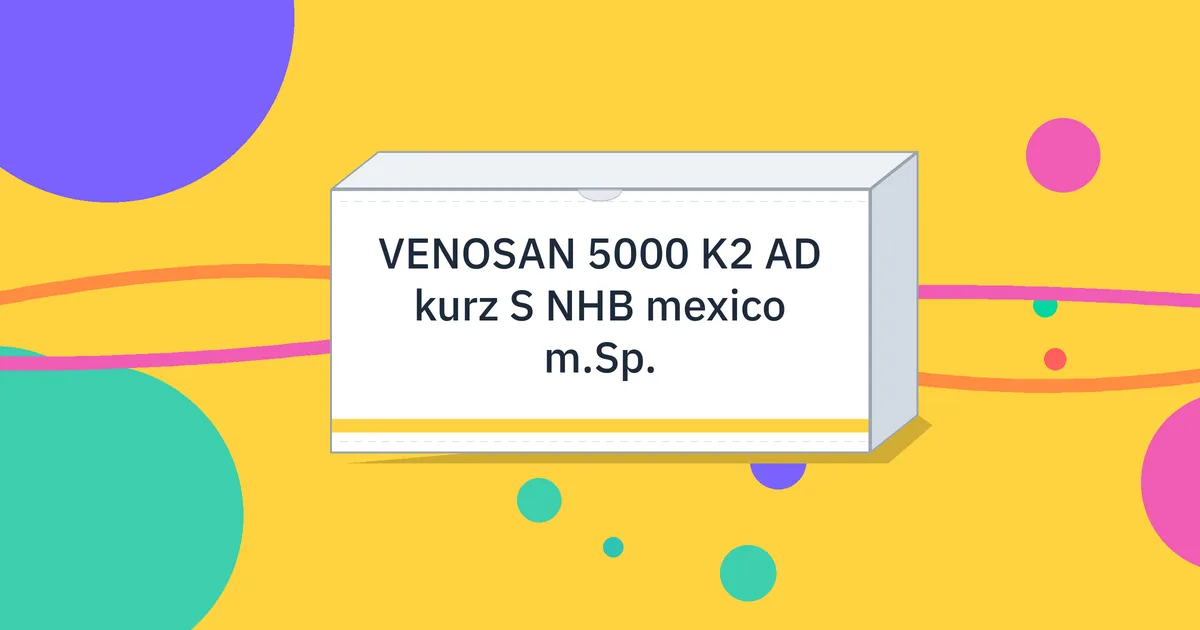 Symbolbild: Packung mit der Aufschrift VENOSAN 5000 K2 AD kurz S NHB mexico m.Sp. (PZN 14430170) – Verfügbarkeit und Bezug in Apotheken in Frankfurt am Main
