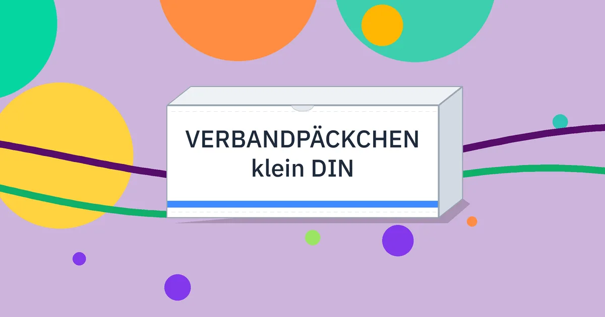 Symbolbild: Packung mit der Aufschrift VERBANDPÄCKCHEN klein DIN (PZN 01723479) – Verfügbarkeit und Bezug in Apotheken in Frankfurt am Main