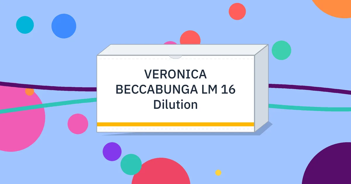Symbolbild: Packung mit der Aufschrift VERONICA BECCABUNGA LM 16 Dilution (PZN 13269063) – Verfügbarkeit und Bezug in Apotheken in Frankfurt am Main
