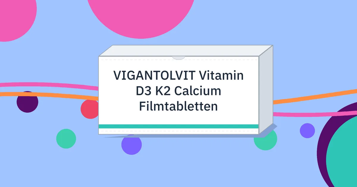 Symbolbild: Packung mit der Aufschrift VIGANTOLVIT Vitamin D3 K2 Calcium Filmtabletten (PZN 14371728) – Verfügbarkeit und Bezug in Apotheken in Frankfurt am Main
