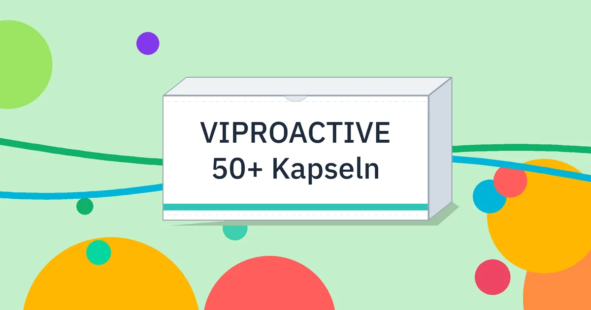 Symbolbild: Packung mit der Aufschrift VIPROACTIVE 50+ Kapseln (PZN 14239897) – Verfügbarkeit und Bezug in Apotheken in Frankfurt am Main