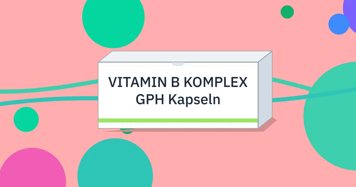 Symbolbild: Packung mit der Aufschrift VITAMIN B KOMPLEX GPH Kapseln (PZN 03379572) – Verfügbarkeit und Bezug in Apotheken in Frankfurt am Main