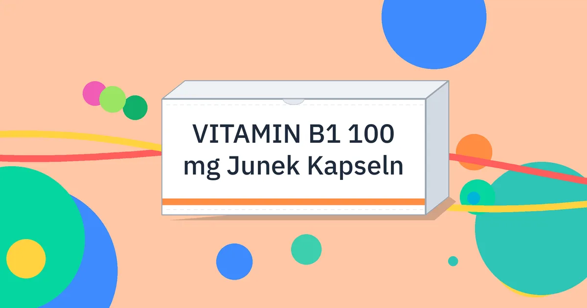 Symbolbild: Packung mit der Aufschrift VITAMIN B1 100 mg Junek Kapseln (PZN 16572075) – Verfügbarkeit und Bezug in Apotheken in Frankfurt am Main