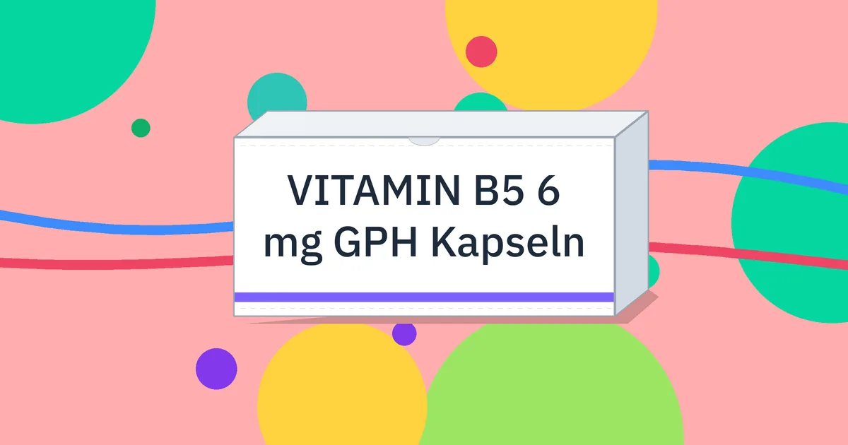 Symbolbild: Packung mit der Aufschrift VITAMIN B5 6 mg GPH Kapseln (PZN 09323294) – Verfügbarkeit und Bezug in Apotheken in Frankfurt am Main