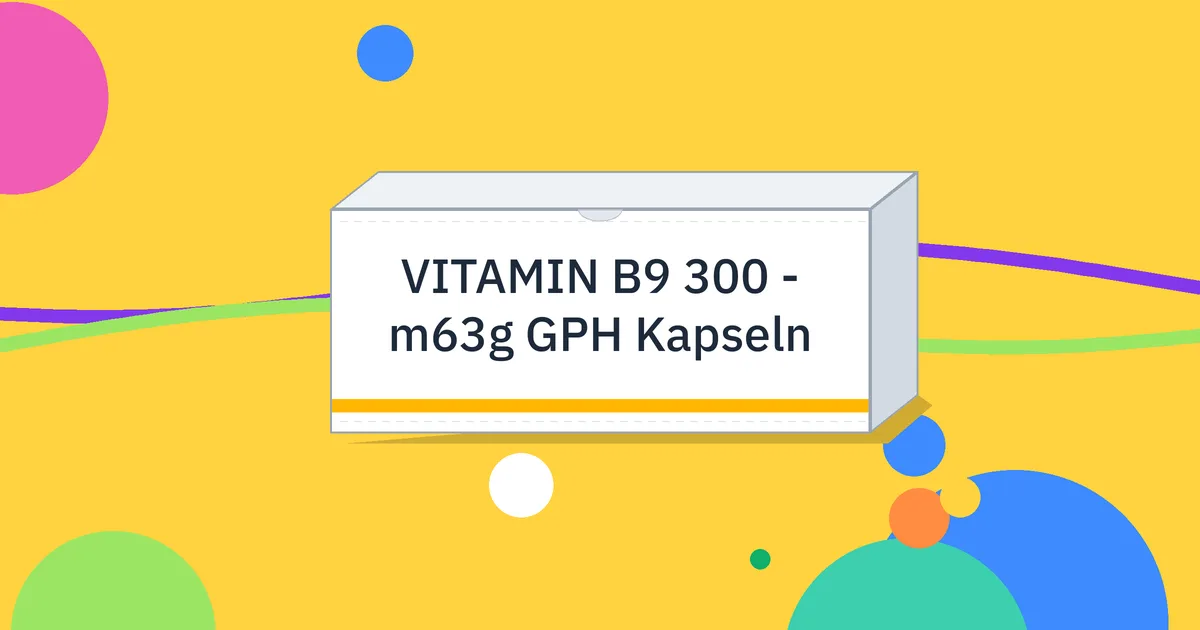 Symbolbild: Packung mit der Aufschrift VITAMIN B9 300 -m63g GPH Kapseln (PZN 09721882) – Verfügbarkeit und Bezug in Apotheken in Frankfurt am Main
