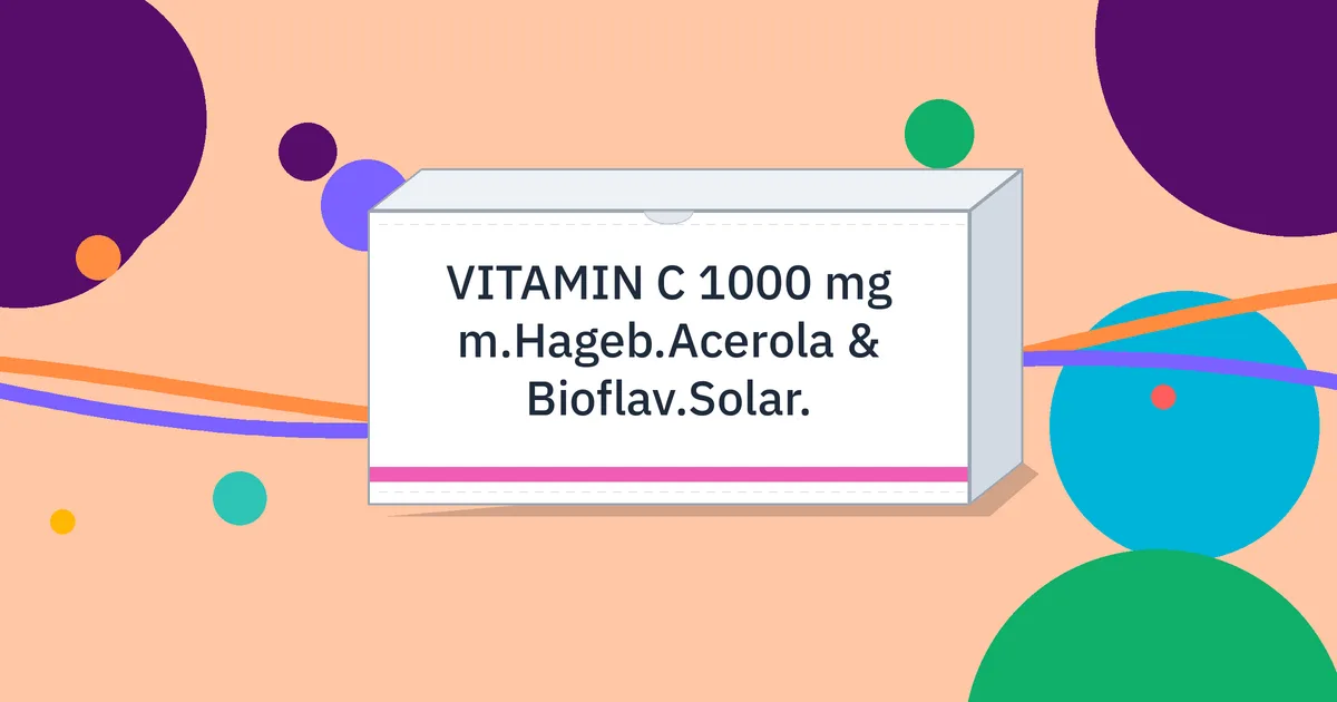 Symbolbild: Packung mit der Aufschrift VITAMIN C 1000 mg m.Hageb.Acerola & Bioflav.Solar. (PZN 17254992) – Verfügbarkeit und Bezug in Apotheken in Frankfurt am Main