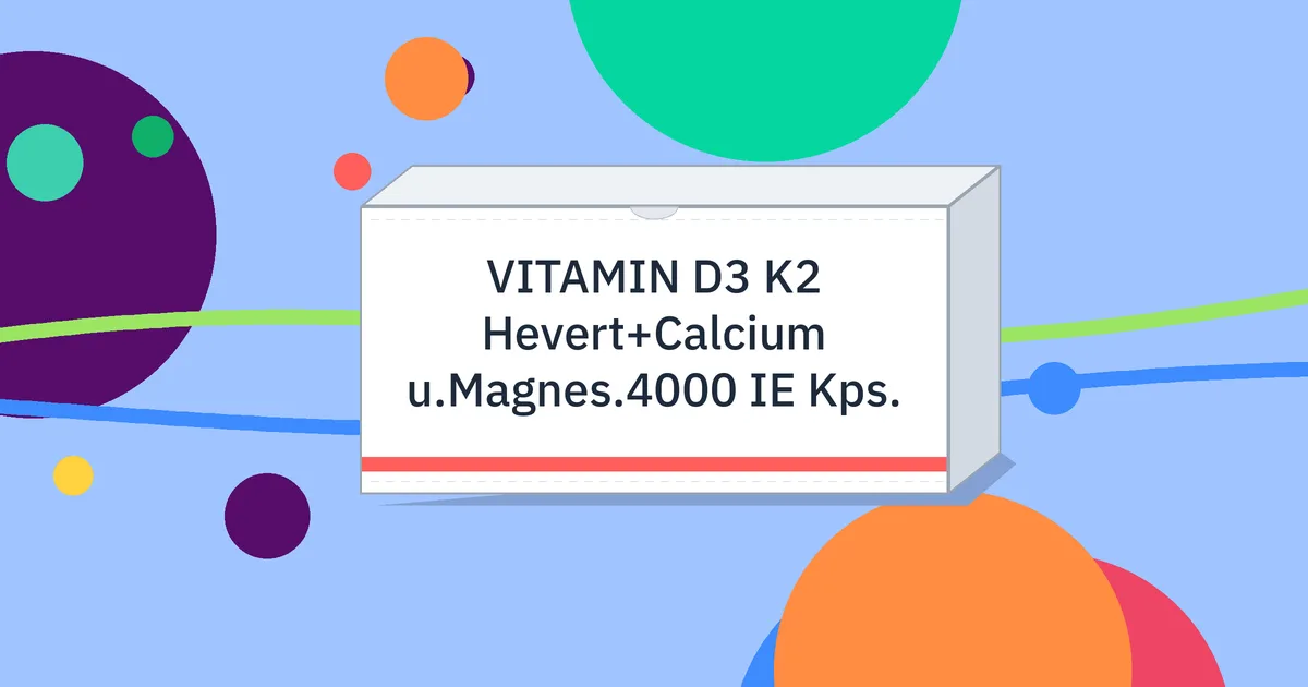 Symbolbild: Packung mit der Aufschrift VITAMIN D3 K2 Hevert+Calcium u.Magnes.4000 IE Kps. (PZN 19295713) – Verfügbarkeit und Bezug in Apotheken in Frankfurt am Main