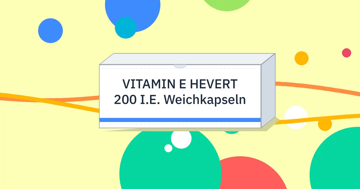 Symbolbild: Packung mit der Aufschrift VITAMIN E HEVERT 200 I.E. Weichkapseln (PZN 15865390) – Verfügbarkeit und Bezug in Apotheken in Frankfurt am Main