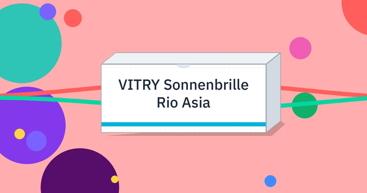 Symbolbild: Packung mit der Aufschrift VITRY Sonnenbrille Rio Asia (PZN 18452748) – Verfügbarkeit und Bezug in Apotheken in Frankfurt am Main