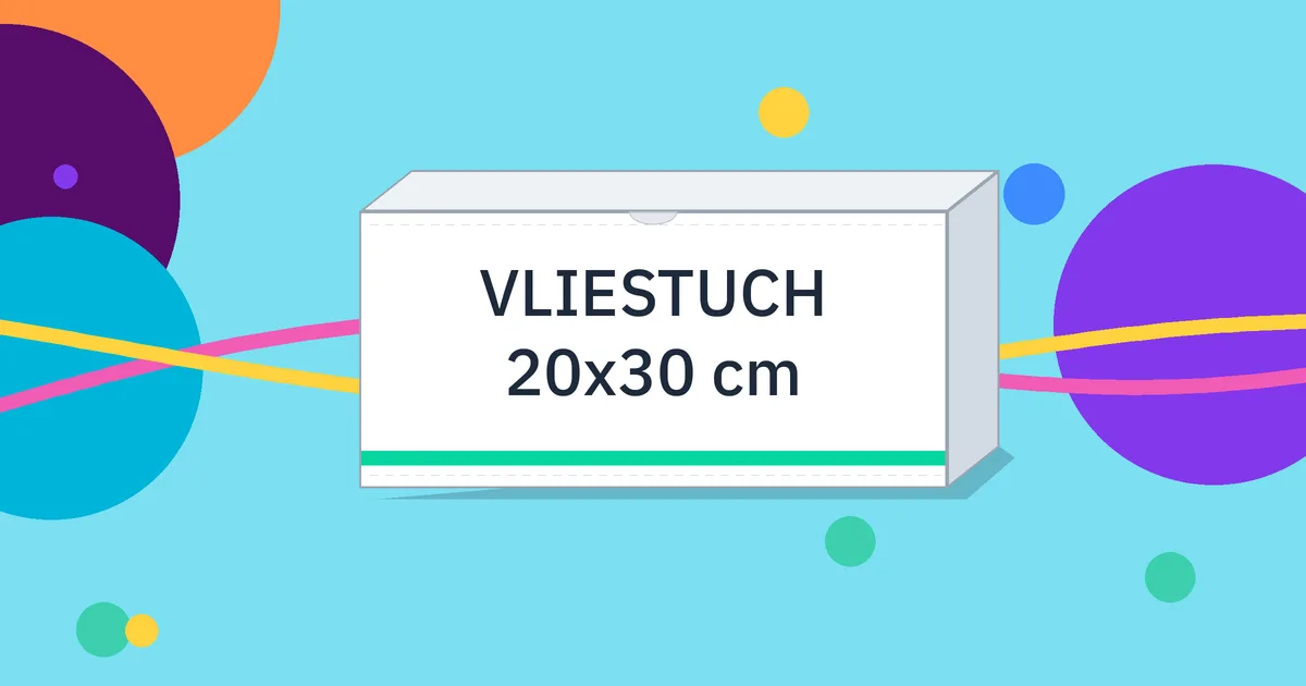 Symbolbild: Packung mit der Aufschrift VLIESTUCH 20x30 cm (PZN 12492652) – Verfügbarkeit und Bezug in Apotheken in Frankfurt am Main