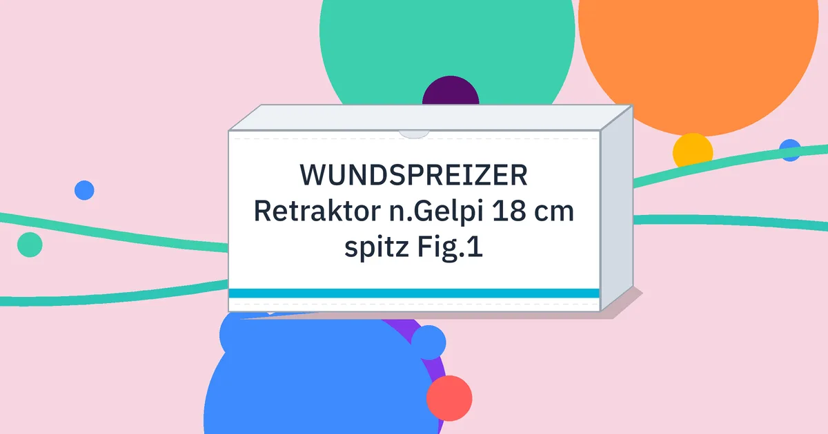 Symbolbild: Packung mit der Aufschrift WUNDSPREIZER Retraktor n.Gelpi 18 cm spitz Fig.1 (PZN 19624625) – Verfügbarkeit und Bezug in Apotheken in Frankfurt am Main
