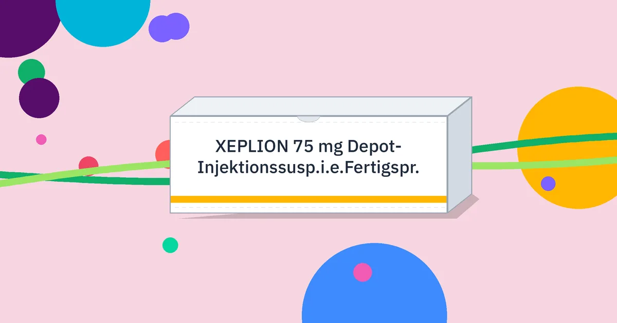 Symbolbild: Packung mit der Aufschrift XEPLION 75 mg Depot-Injektionssusp.i.e.Fertigspr. (PZN 11084543) – Verfügbarkeit und Bezug in Apotheken in Frankfurt am Main