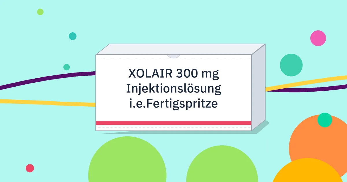 Symbolbild: Packung mit der Aufschrift XOLAIR 300 mg Injektionslösung i.e.Fertigspritze (PZN 19952097) – Verfügbarkeit und Bezug in Apotheken in Frankfurt am Main