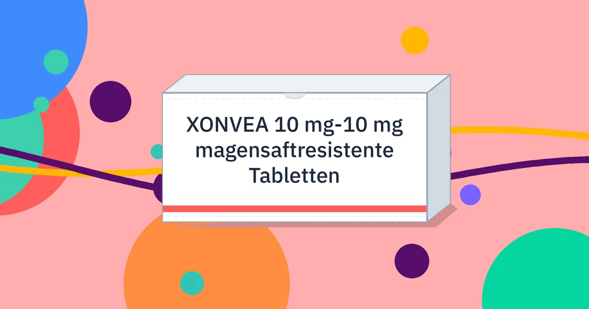 Symbolbild: Packung mit der Aufschrift XONVEA 10 mg-10 mg magensaftresistente Tabletten (PZN 19668137) – Verfügbarkeit und Bezug in Apotheken in Frankfurt am Main