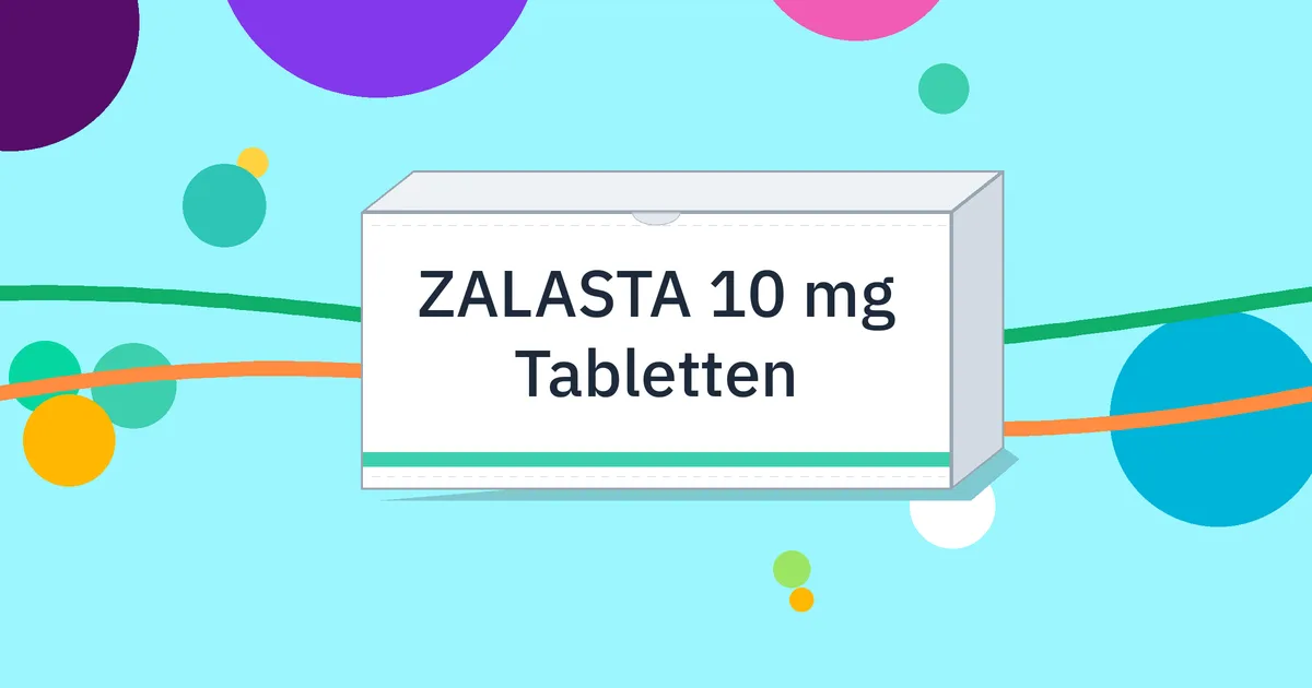 Symbolbild: Packung mit der Aufschrift ZALASTA 10 mg Tabletten (PZN 09097716) – Verfügbarkeit und Bezug in Apotheken in Frankfurt am Main