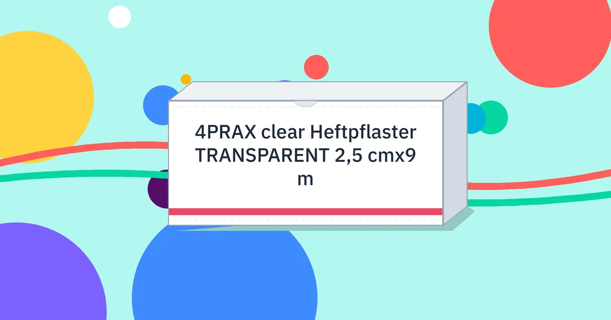 Symbolbild: Packung mit der Aufschrift 4PRAX clear Heftpflaster TRANSPARENT 2,5 cmx9 m (PZN 20231055) – Verfügbarkeit und Bezug in Apotheken in Frankfurt am Main
