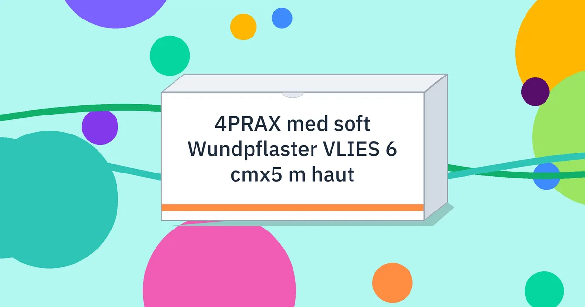 Symbolbild: Packung mit der Aufschrift 4PRAX med soft Wundpflaster VLIES 6 cmx5 m haut (PZN 20231115) – Verfügbarkeit und Bezug in Apotheken in Frankfurt am Main