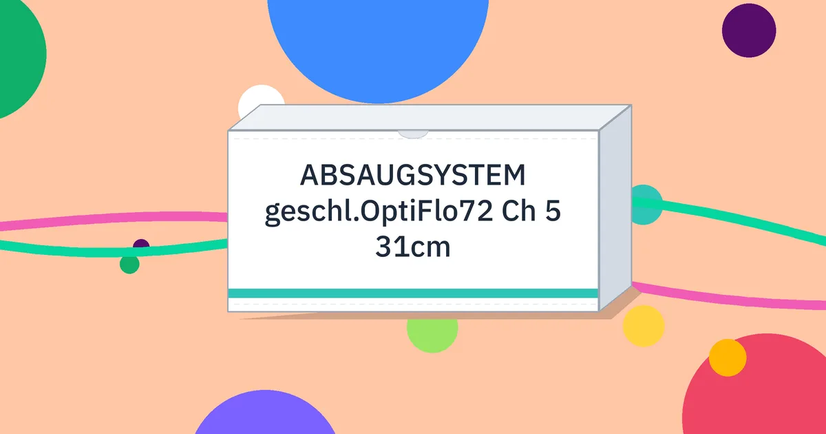 Symbolbild: Packung mit der Aufschrift ABSAUGSYSTEM geschl.OptiFlo72 Ch 5 31cm (PZN 04713837) – Verfügbarkeit und Bezug in Apotheken in Frankfurt am Main