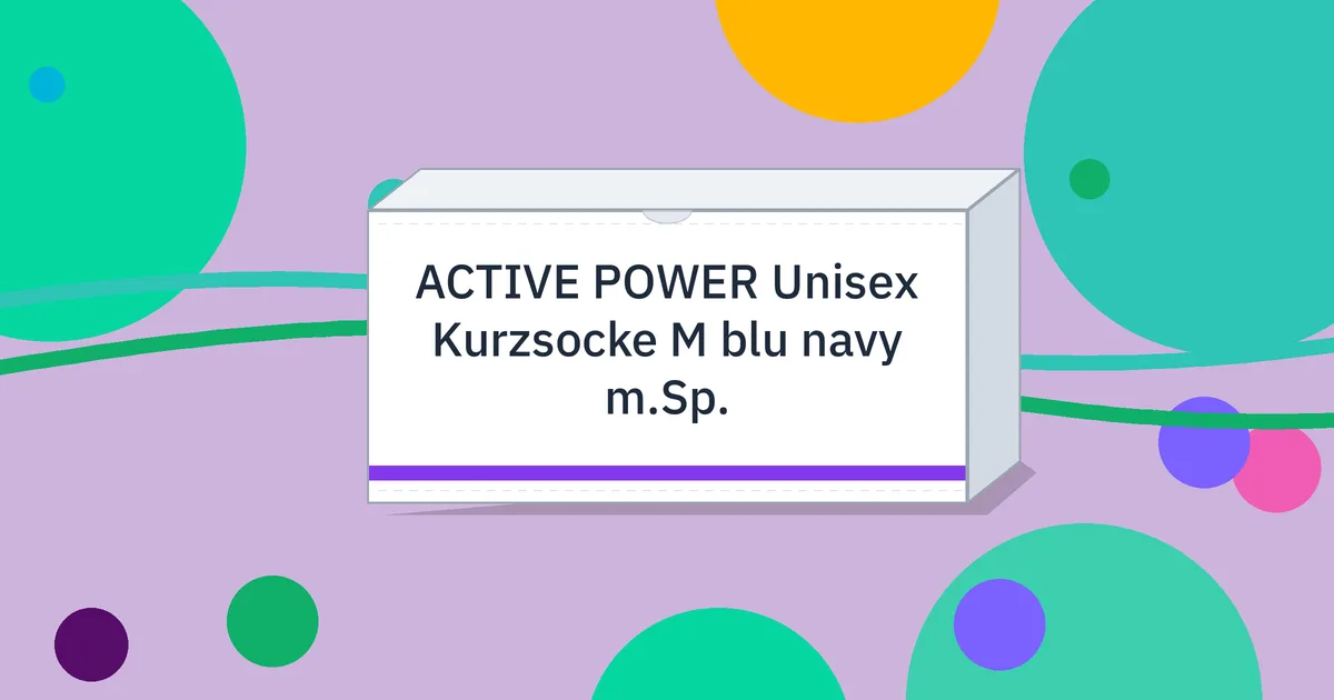 Symbolbild: Packung mit der Aufschrift ACTIVE POWER Unisex Kurzsocke M blu navy m.Sp. (PZN 16194644) – Verfügbarkeit und Bezug in Apotheken in Frankfurt am Main