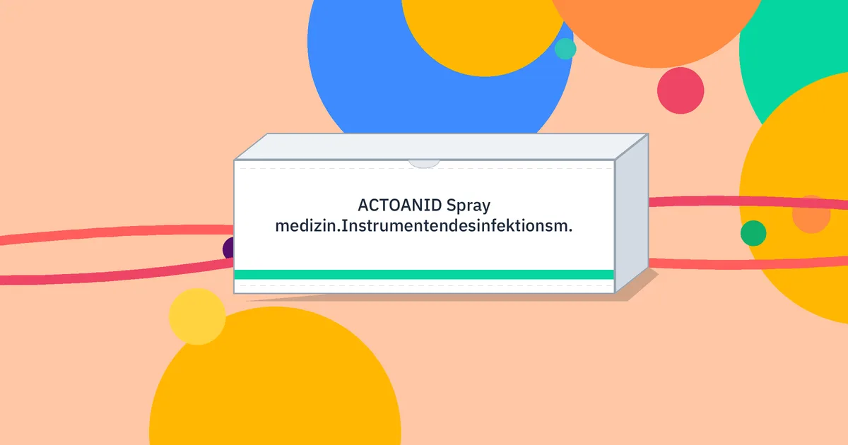 Symbolbild: Packung mit der Aufschrift ACTOANID Spray medizin.Instrumentendesinfektionsm. (PZN 09532218) – Verfügbarkeit und Bezug in Apotheken in Frankfurt am Main