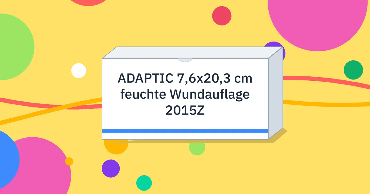 Symbolbild: Packung mit der Aufschrift ADAPTIC 7,6x20,3 cm feuchte Wundauflage 2015Z (PZN 05119349) – Verfügbarkeit und Bezug in Apotheken in Frankfurt am Main