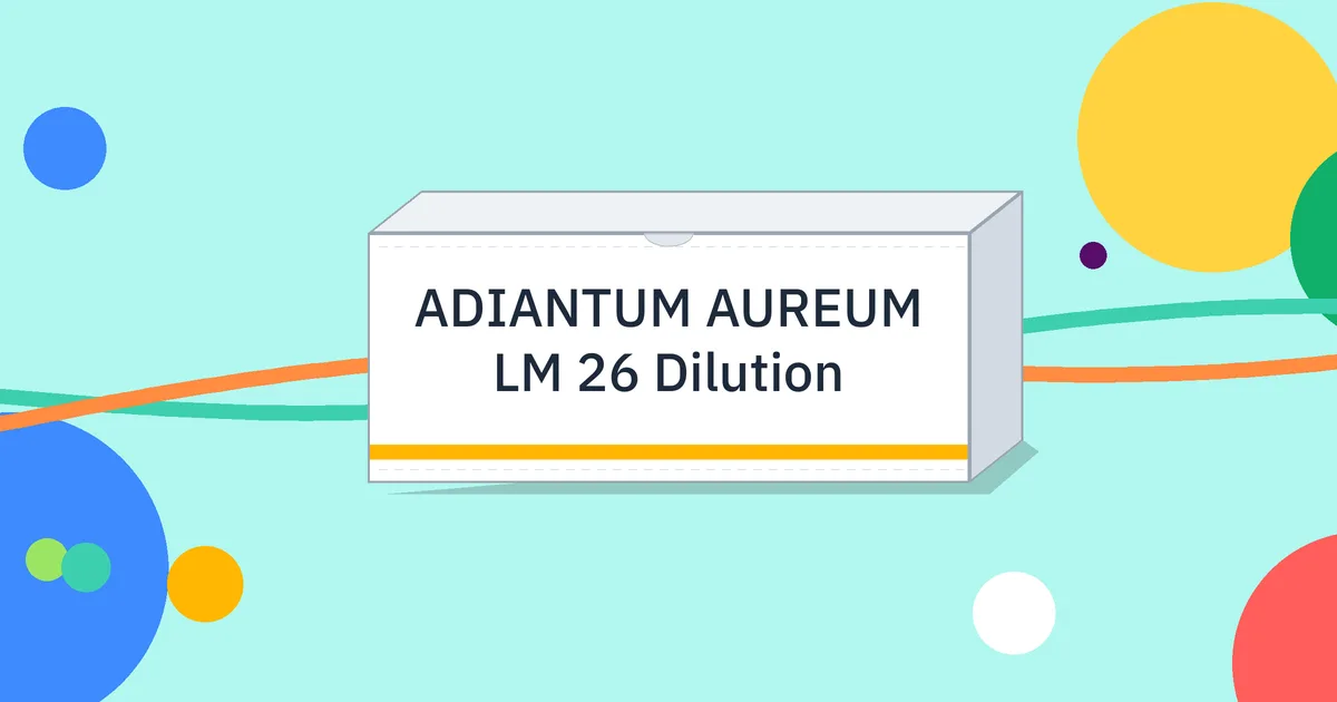 Symbolbild: Packung mit der Aufschrift ADIANTUM AUREUM LM 26 Dilution (PZN 13294836) – Verfügbarkeit und Bezug in Apotheken in Frankfurt am Main