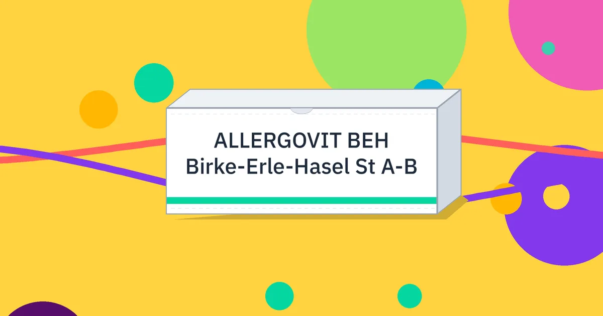 Symbolbild: Packung mit der Aufschrift ALLERGOVIT BEH Birke-Erle-Hasel St A-B (PZN 15741305) – Verfügbarkeit und Bezug in Apotheken in Frankfurt am Main