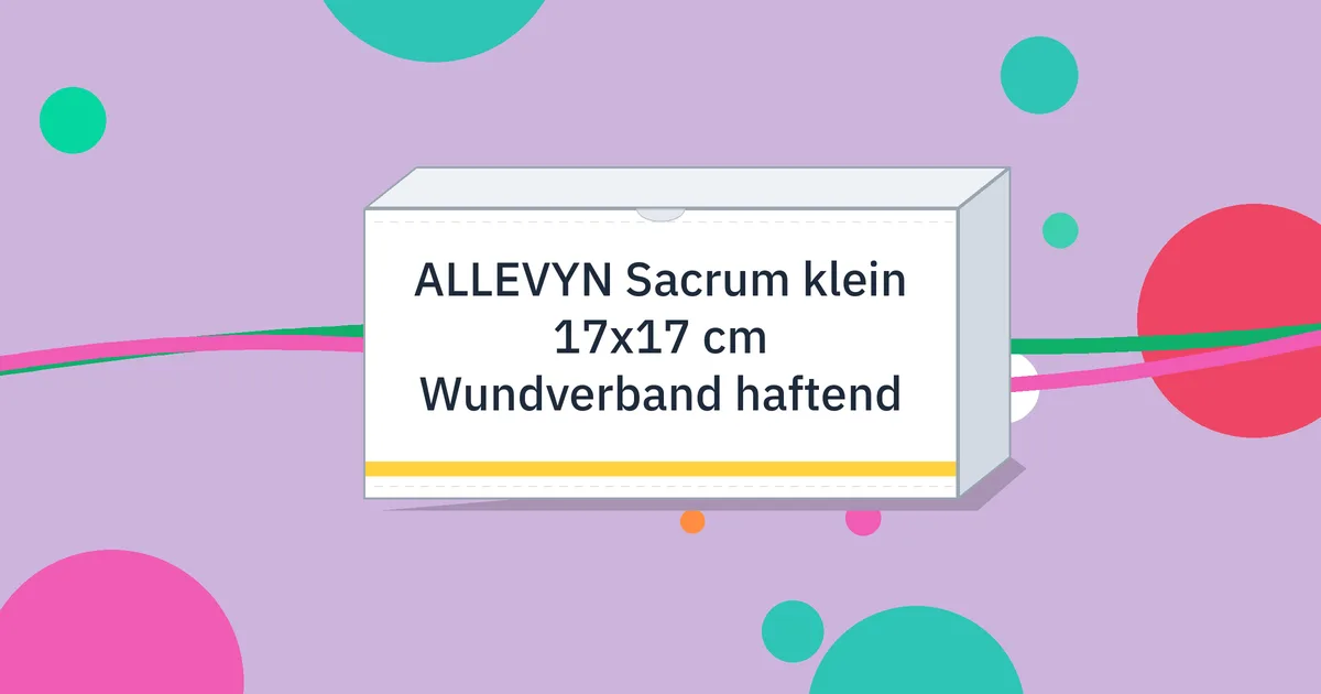 Symbolbild: Packung mit der Aufschrift ALLEVYN Sacrum klein 17x17 cm Wundverband haftend (PZN 17909559) – Verfügbarkeit und Bezug in Apotheken in Frankfurt am Main