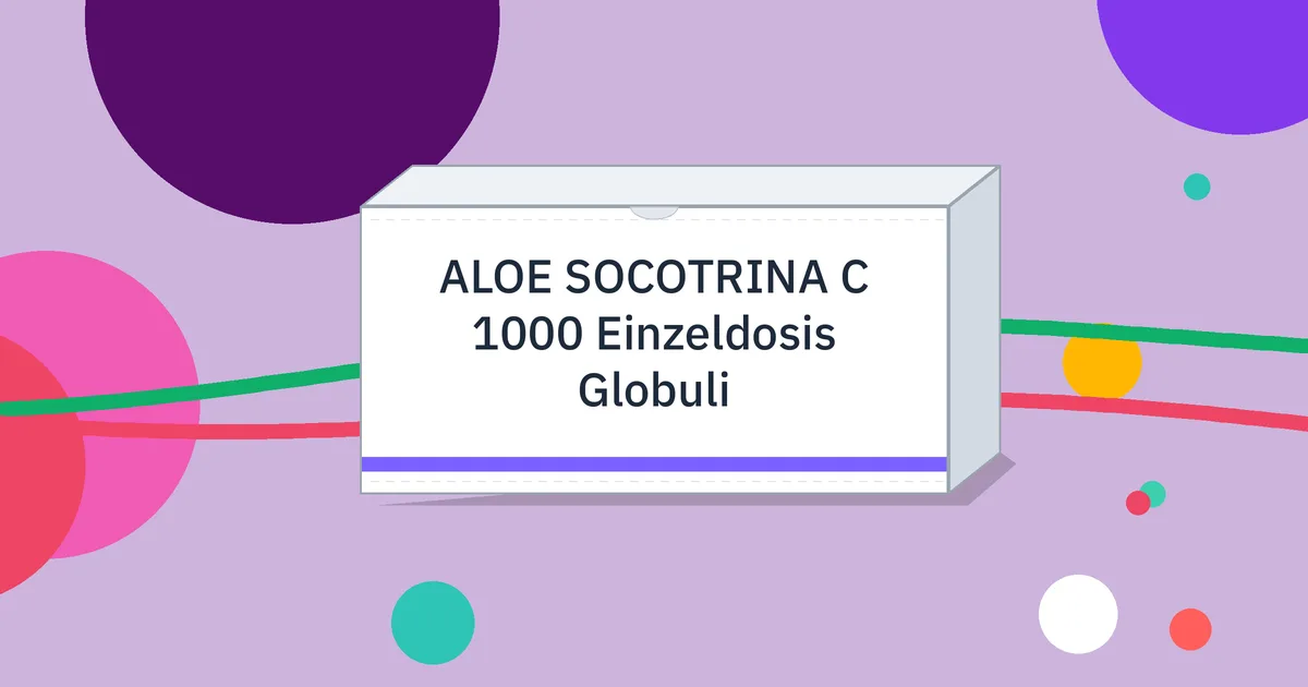 Symbolbild: Packung mit der Aufschrift ALOE SOCOTRINA C 1000 Einzeldosis Globuli (PZN 03032779) – Verfügbarkeit und Bezug in Apotheken in Frankfurt am Main