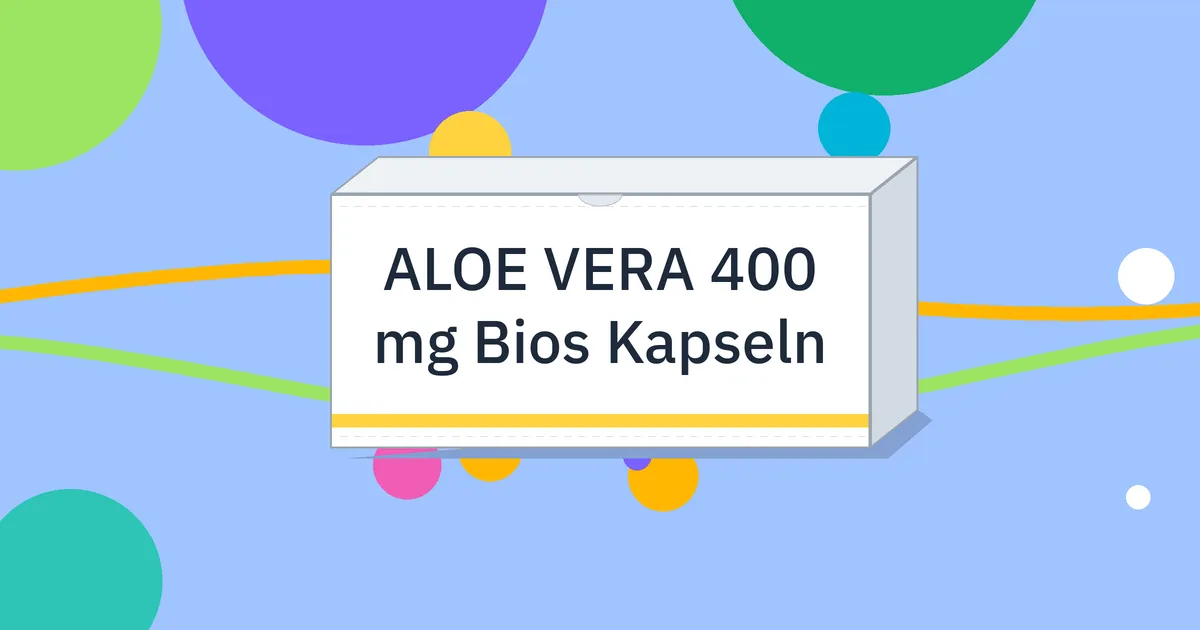 Symbolbild: Packung mit der Aufschrift ALOE VERA 400 mg Bios Kapseln (PZN 14296027) – Verfügbarkeit und Bezug in Apotheken in Frankfurt am Main