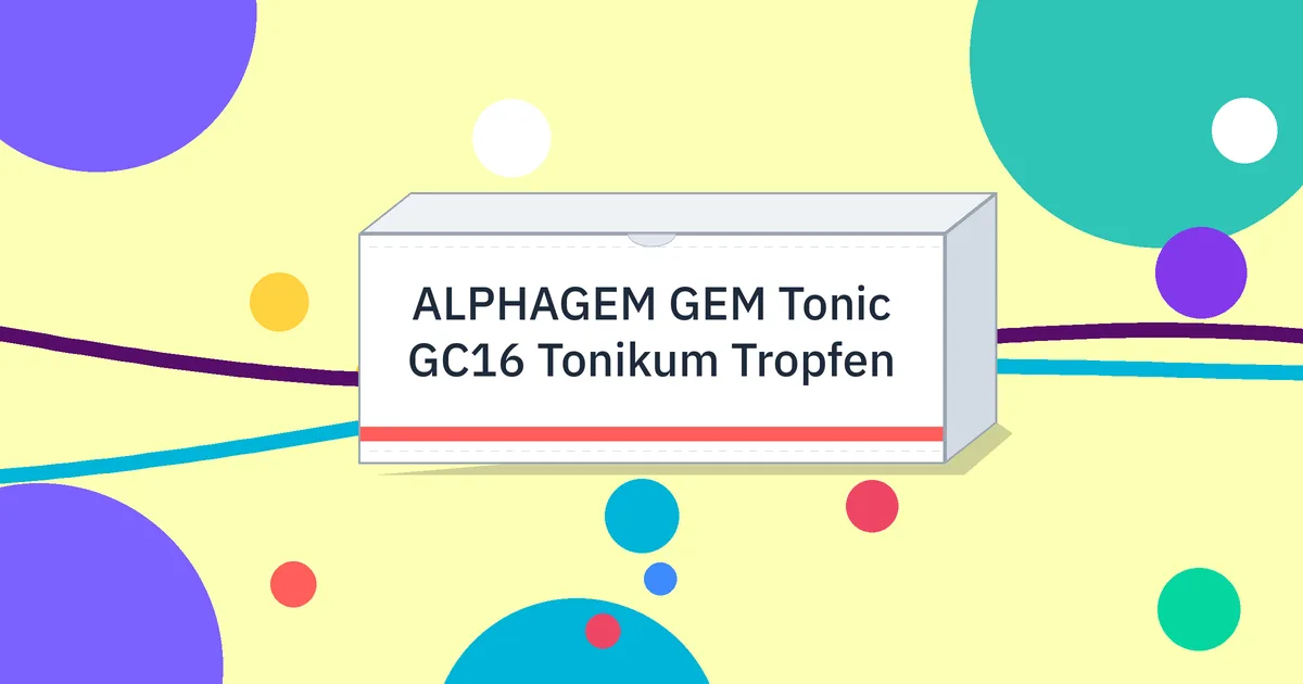 Symbolbild: Packung mit der Aufschrift ALPHAGEM GEM Tonic GC16 Tonikum Tropfen (PZN 20296600) – Verfügbarkeit und Bezug in Apotheken in Frankfurt am Main