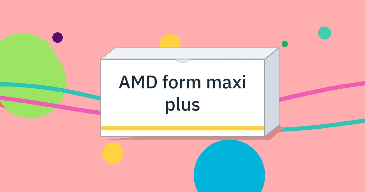 Symbolbild: Packung mit der Aufschrift AMD form maxi plus (PZN 10820307) – Verfügbarkeit und Bezug in Apotheken in Frankfurt am Main