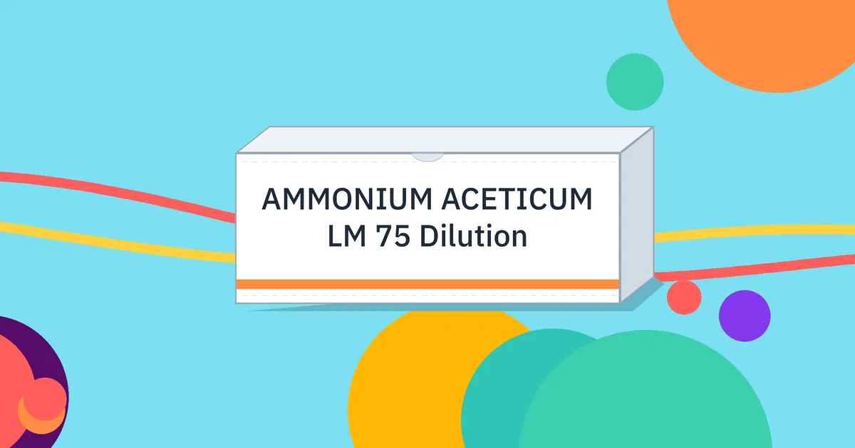 Symbolbild: Packung mit der Aufschrift AMMONIUM ACETICUM LM 75 Dilution (PZN 13319720) – Verfügbarkeit und Bezug in Apotheken in Frankfurt am Main