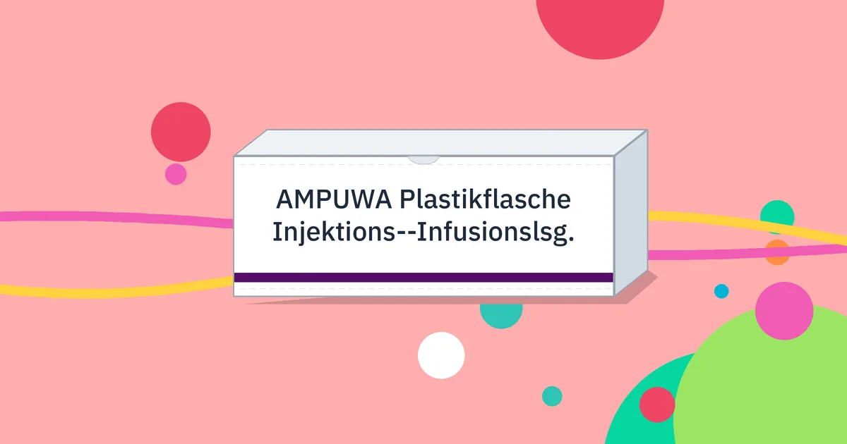 Symbolbild: Packung mit der Aufschrift AMPUWA Plastikflasche Injektions--Infusionslsg. (PZN 18395542) – Verfügbarkeit und Bezug in Apotheken in Frankfurt am Main