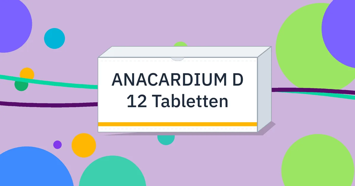 Symbolbild: Packung mit der Aufschrift ANACARDIUM D 12 Tabletten (PZN 02625158) – Verfügbarkeit und Bezug in Apotheken in Frankfurt am Main