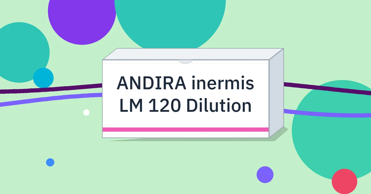 Symbolbild: Packung mit der Aufschrift ANDIRA inermis LM 120 Dilution (PZN 13329581) – Verfügbarkeit und Bezug in Apotheken in Frankfurt am Main
