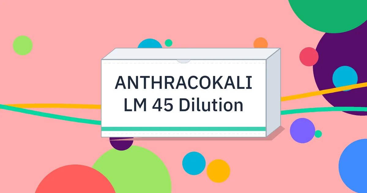 Symbolbild: Packung mit der Aufschrift ANTHRACOKALI LM 45 Dilution (PZN 13371465) – Verfügbarkeit und Bezug in Apotheken in Frankfurt am Main